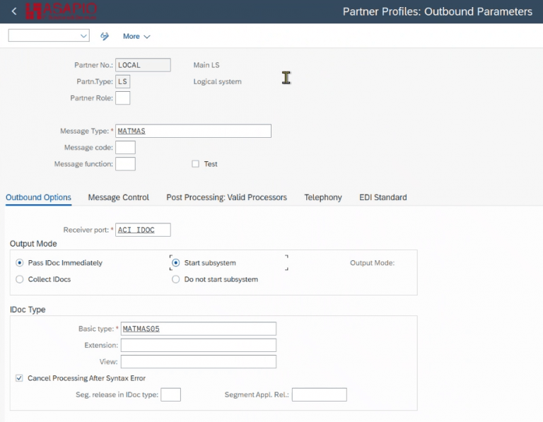 IDoc messaging - ASAPIO