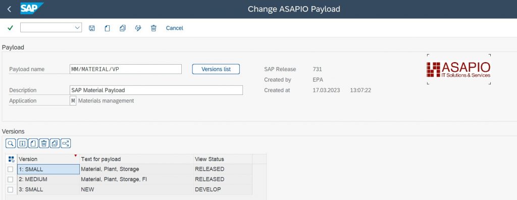 Payload Designer - ASAPIO