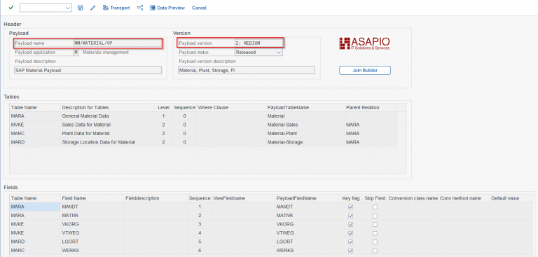 Payload Designer - ASAPIO