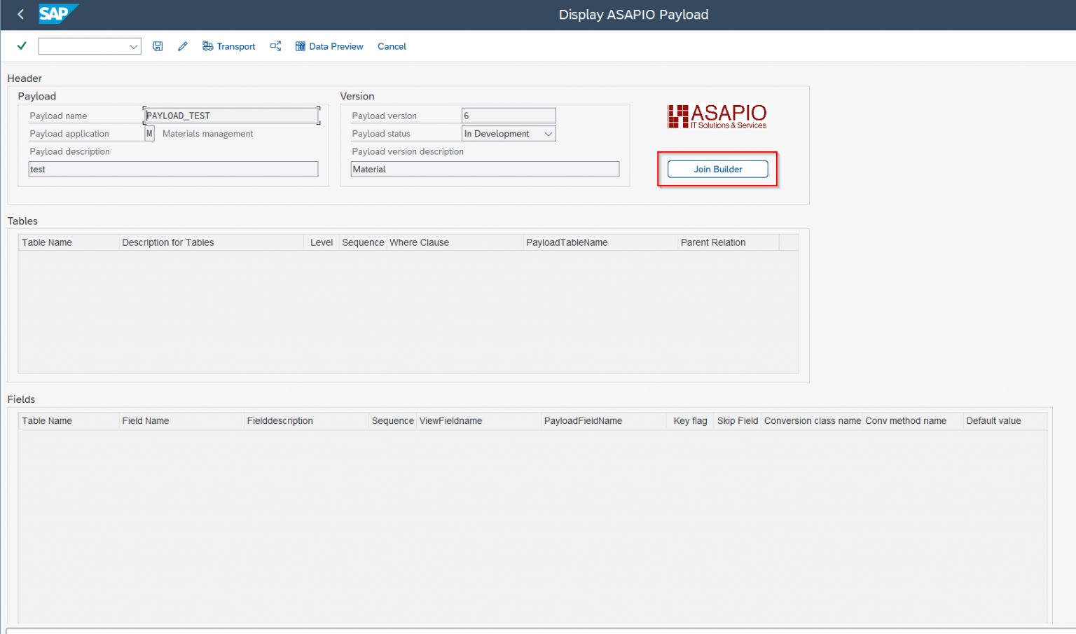 Payload Designer - ASAPIO