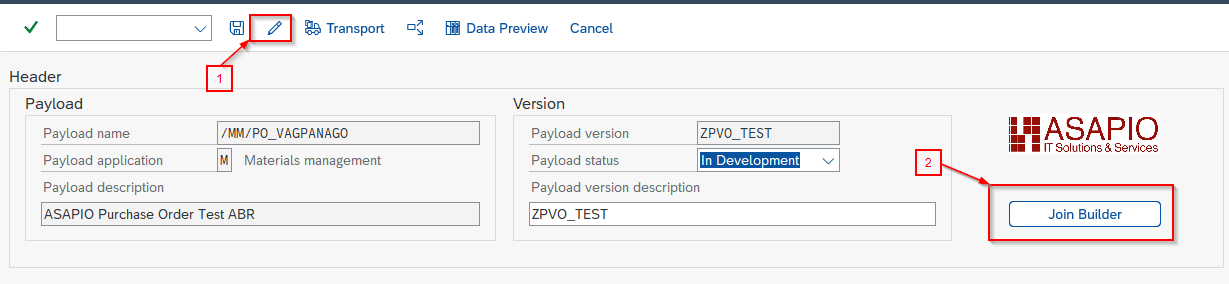 Payload Designer - ASAPIO